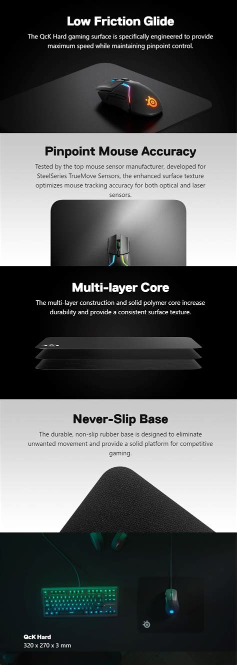 SteelSeries QCK Hard Gaming Mouse Pad Medium Mousepads SKU 63821