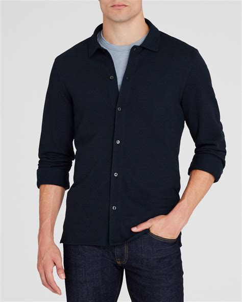 Mens Blue Relaxed Waffle Knit Shirt Club Monaco Ca