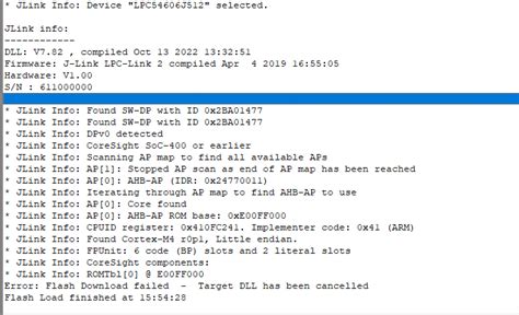 Keil Unable To Find Root Cause Why I Am Unable To Program The Lpc54606 Microcontroller Stack