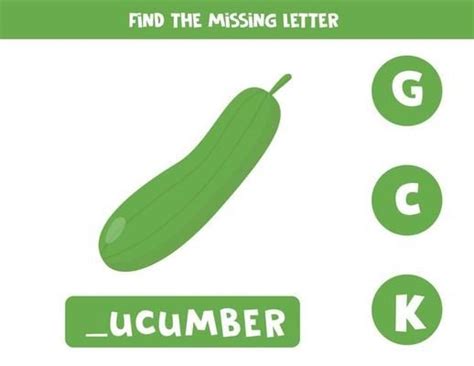 download find missing letter and write it down cute cucumber for free