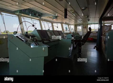 Captains Bridge On The Ship Navigation Equipment Ship Control
