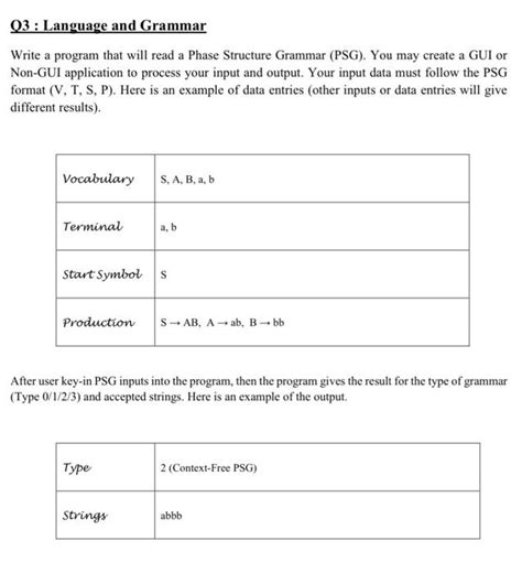 Solved Q3 Language And Grammar Write A Program That Will