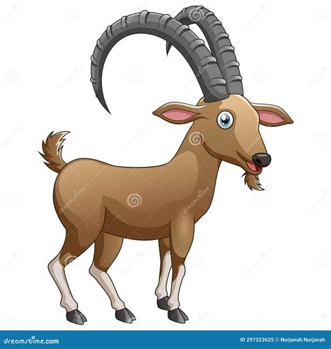 Illustration Of Cartoon Alpine Ibex Isolated Stock Illustration