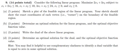 solved 9 14 points total consider the following linear