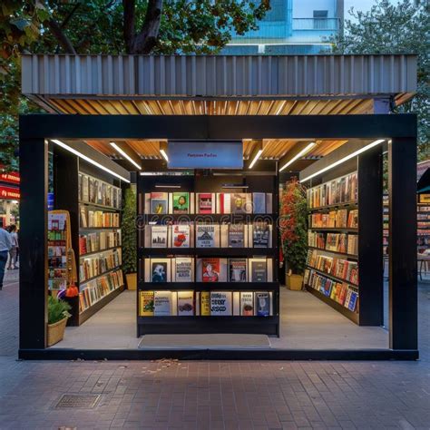 A Small Book Store With A Sign That Says The Book Center Stock