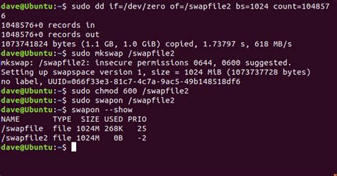 how to create a swap file on linux