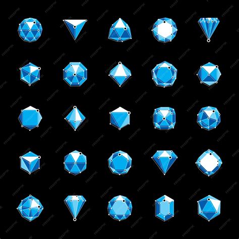 Premium Vector Vector Luxury Faceted Decorative Elements Set Of Low Poly Objects With