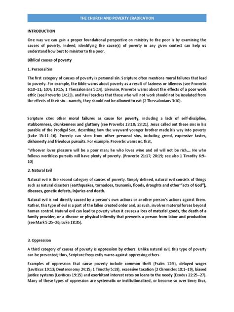 Biblical View Of The Poor Pdf Poverty Poverty And Homelessness