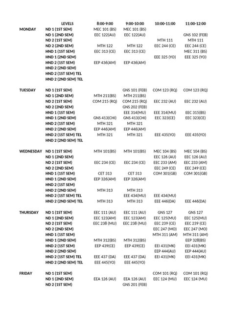 Timetable 1 2 Pdf