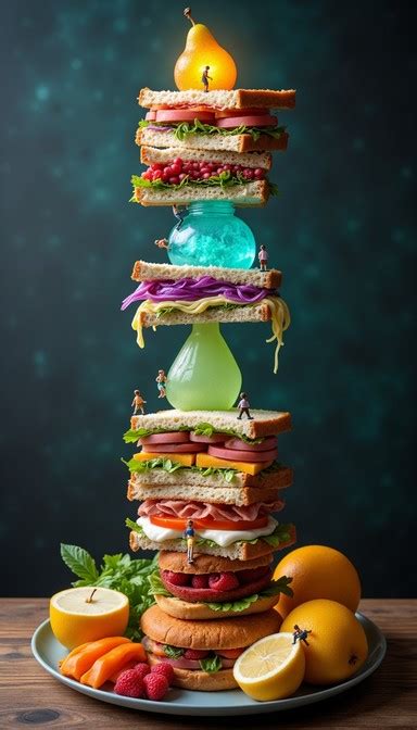 Free Towering Sandwich Stack Image Sandwiches Stacked Gourmet
