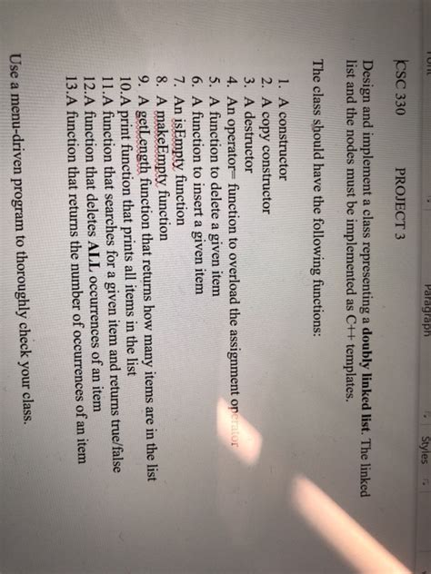 Solved Paragraph Styles Csc 330project 3 Design And