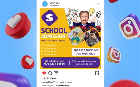 School Admission Social Media Ads Banner Templatemonster
