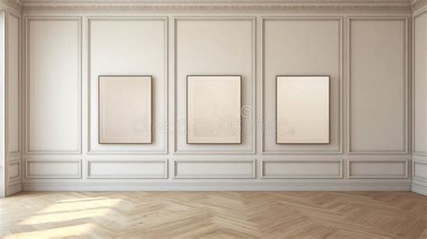 Empty Frames In A White Room 19th Century Style With Contemporary Touch Stock Illustration