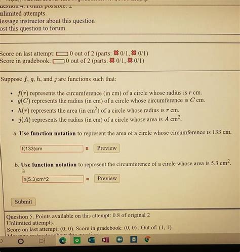 Free Use The Function Notation To Represent The Area Of A Circle