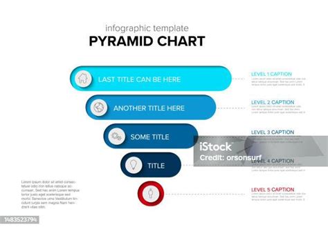 Infografis Vektor Terbalik Corong Piramida Lima Garis Diagram Diagram