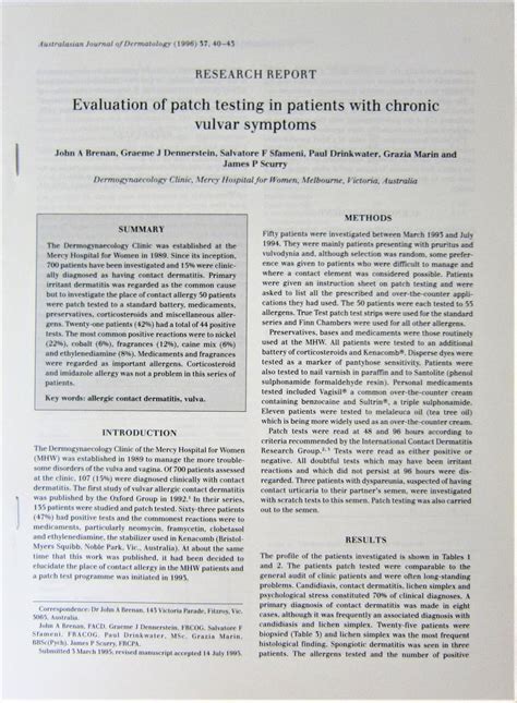 Research Report Evaluation Of Patch Testing In Patients With Chronic