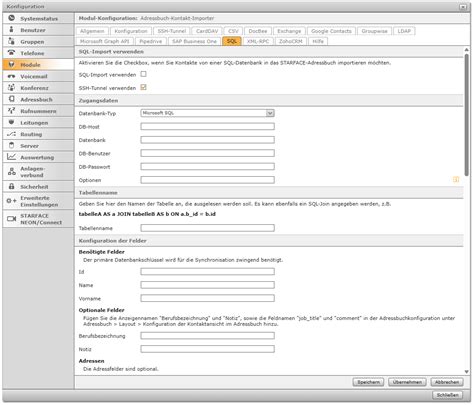 Adressbuch Kontakt Importer Sql O Dokumentationen