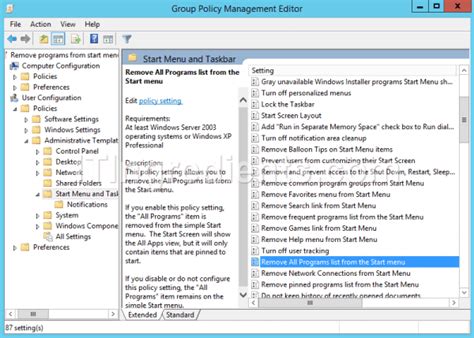 remove program from start menu using group policy