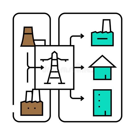 Distributed Generation Electric Icon Color Illustration Stock Vector