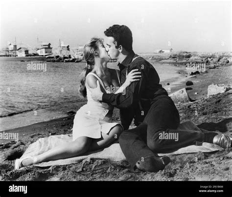 Marisa Allasio Ettore Manni On Set Of The Italian Film Poor But