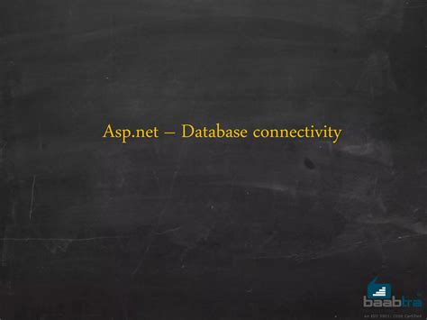 ASP NET Database Connectivity PDF Databases Computer Software And Applications
