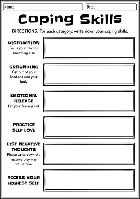 Printable Coping Skills Toolbox Worksheetcoping Skills Coloring Pages