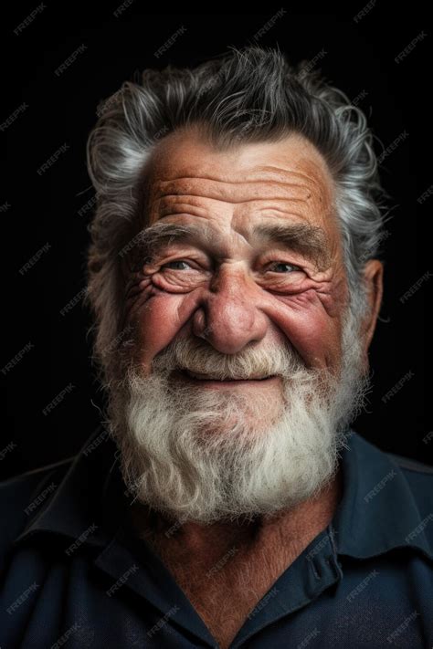 Premium Photo Portrait Of A Funny Old Man With A Beard On A Black
