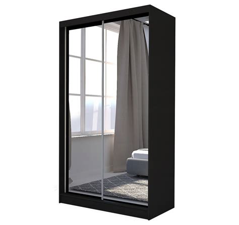 Duża SZAFA PRZESUWNA DARIA 150 cm czarna z lustrem 8498745255
