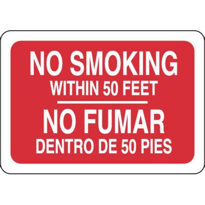 Bilingual No Smoking Within 50 Feet Industrial Smoking Sign Seton