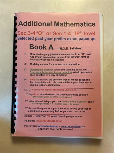 Additional Mathematics Book A Hobbies And Toys Books And Magazines