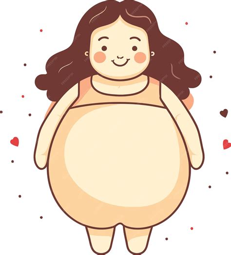 Premium Vector A Cartoon Of A Girl With A Big Belly And Hearts On The