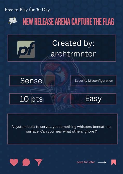 New Release Arena Challenge “sense” By Archtrmntor Is Live Parrot Ctfs