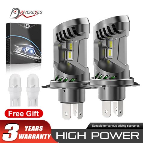 H4 Bi Mini LED Projector Lens 240W 26000LM Plug And Play DRL Car Bulb