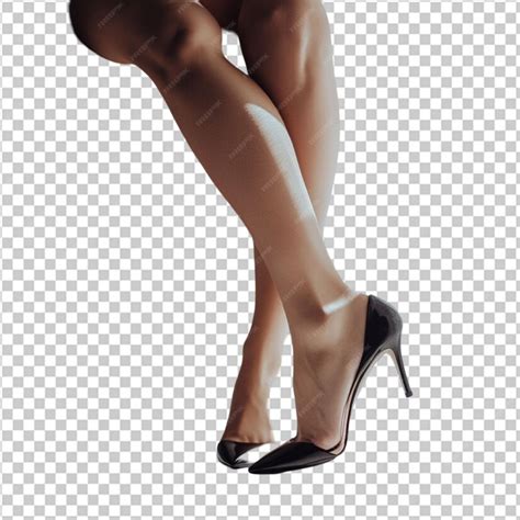 There Is A Woman In High Heels Standing On A White Surface Premium Ai