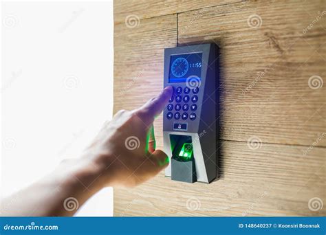 Smart Home Keyboard Password Entrance Human Hand Pressing The Security