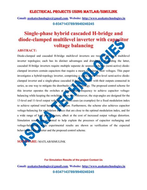 Single Phase Hybrid Cascaded H Bridge And Diode Clamped Multilevel