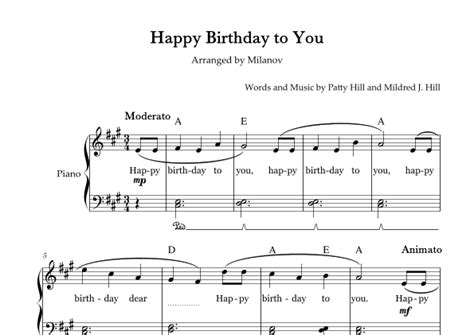 Happy Birthday To You Piano In A Easy Intermediate Chord Lyrics Pedal