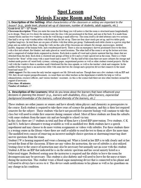 Spot Lesson Meiosis Escape Room Pdf Learning Classroom