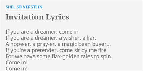 Invitation Lyrics By Shel Silverstein If You Are A