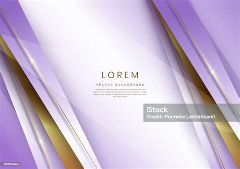 추상적인 고급 화이트와 부드러운 보라색 우아한 기하학적 대각선 오버레이 레이어 배경과 황금 선 보라색에 대한 스톡 벡터 아트 및