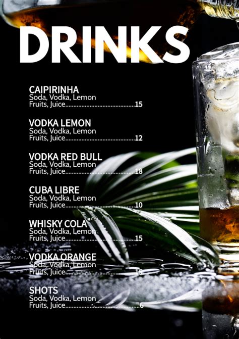 Cocktail Card Drinks Party Bar Club Menu Ad Template Postermywall