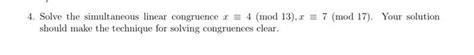Solved 4 Solve The Simultaneous Linear Congruence