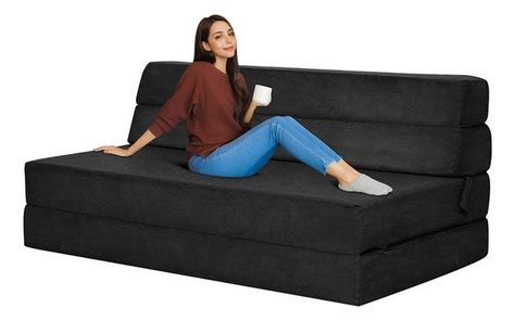 Colchon Sofa Cama Plegable Modular Sala Mueble 3 En 1 Negro Walmart