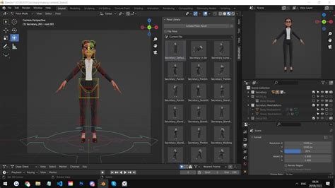 3d Model Secretary Business Woman Character Vr Ar Low Poly Rigged