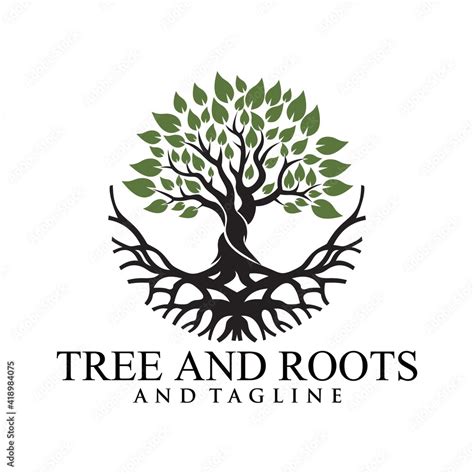 Root Of The Tree Logo Illustration Vector Silhouette Of A Tree Abstract Vibrant Tree Logo