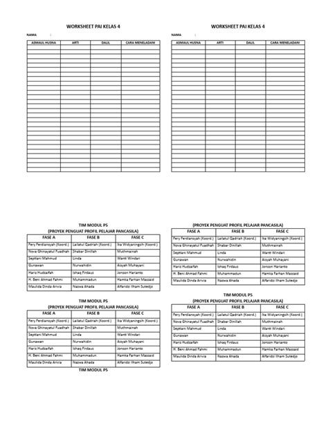 Worksheet Pai Kelas 4 New Pdf