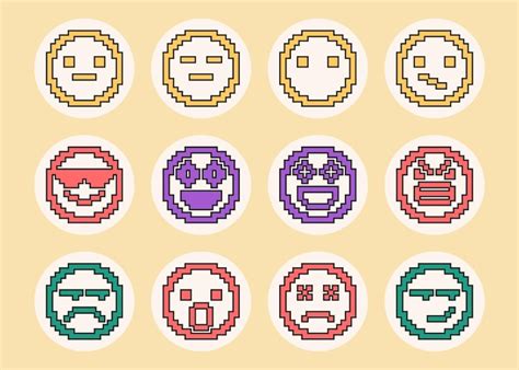 Premium Vector Vector Retro 8 Bit Emoji Set Collection
