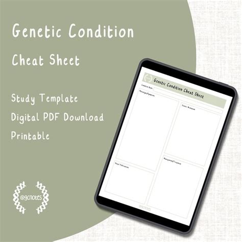 Genetic Condition Cheat Sheet Printable A4 Digital Download Etsy