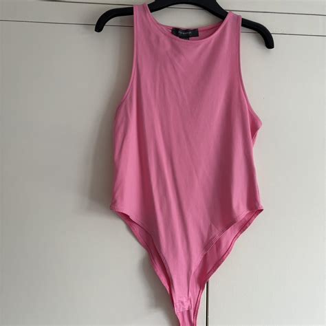 Pink Body Suit Popper Bottom Size S Worn Once Depop