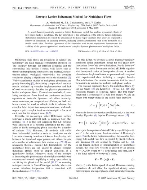 PDF Entropic Lattice Boltzmann Method For Multiphase Flows